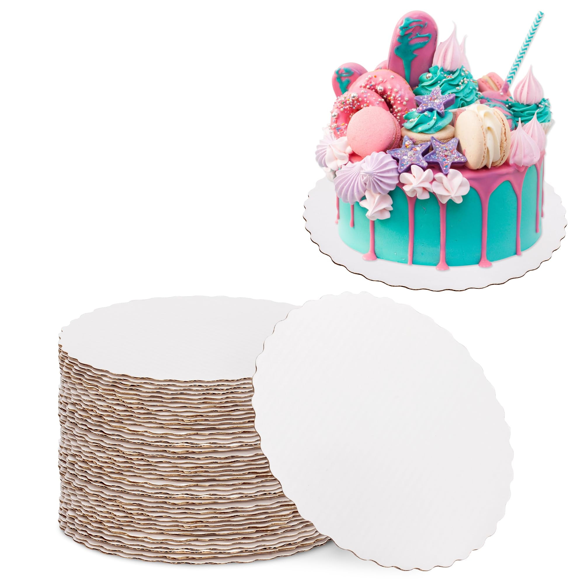 [100 Pack] 6 Inch Cake Boards White Cake Rounds Cardboard Circles ...