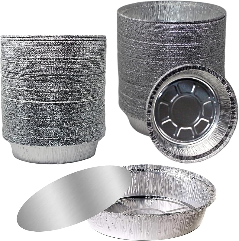 [100 Pack - 6 Inch Disposable Round Aluminum Foil Take-Out Pans with ...