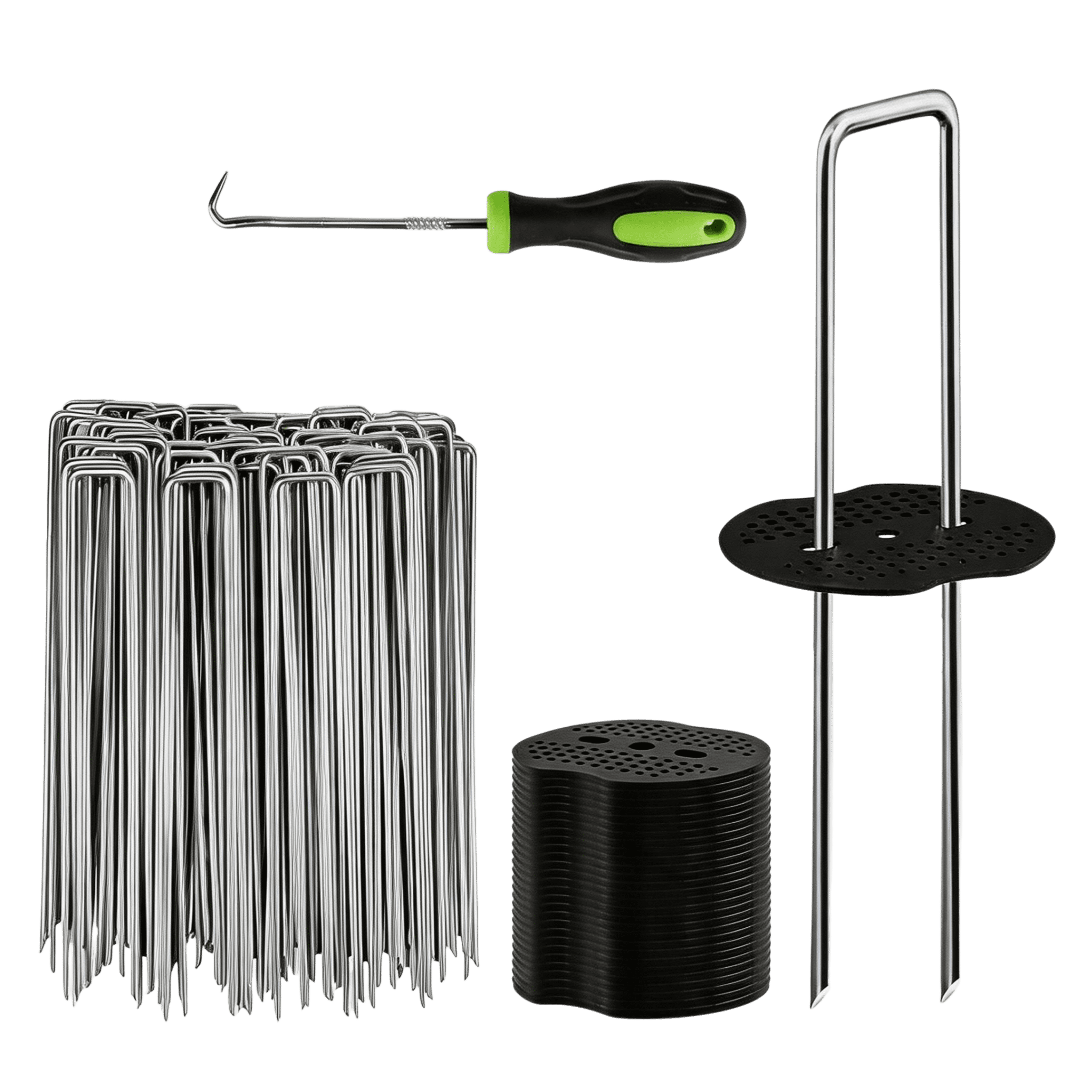 100 Pack 6-Inch Galvanized Garden Stakes, 11-Gauge Landscape Staples ...
