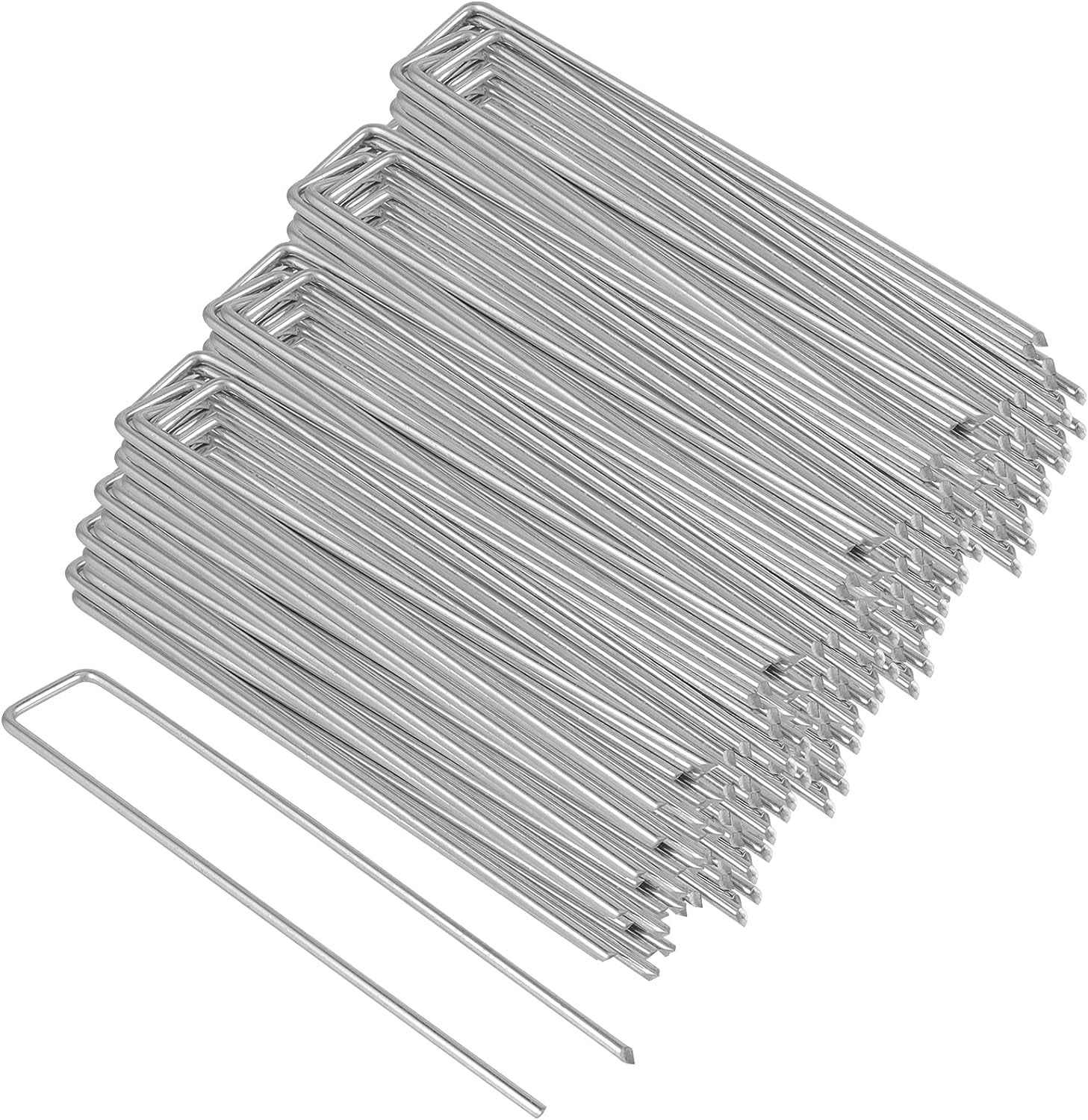 100-Pack 6 Inch Garden Stakes, Landscape Staples, U-Type Turf Stake for ...