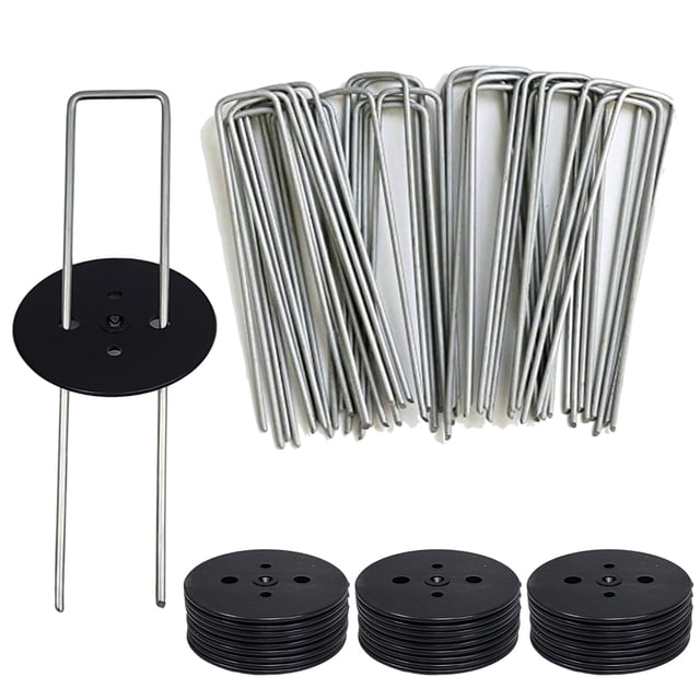 100 Pack 6" Inch Landscape Staples with Gasket Washer Caps - Metal ...