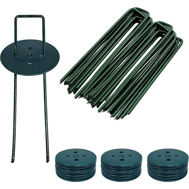 "100 Pack Steel 6"" Landscape Staples & Washers - Garden Stakes for ...