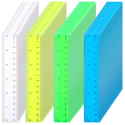 100 Pack 6 Inch Mini Rulers Bulk Plastic Small Rulers with Inches and ...