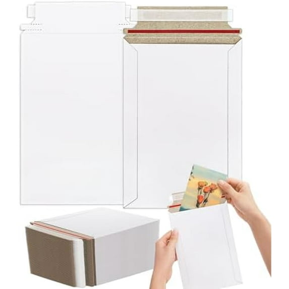 100 Pack 6 x 8.7 Inch Self-Seal Rigid Mailers, Stay Flat Cardboard ...