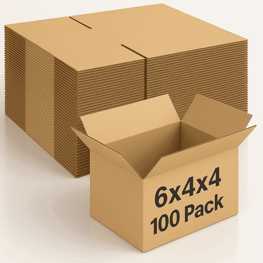 100 Pack 6x4x4 Inches Small Shipping Boxes Brown Corrugated Cardboard ...