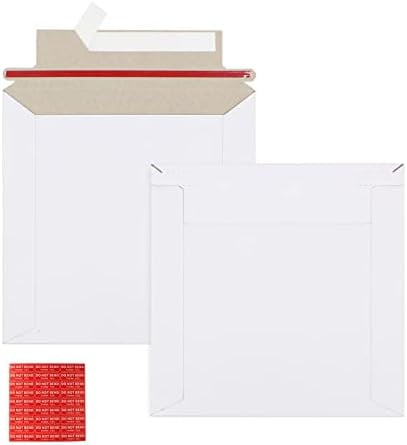 100 Pack 6x6 inch Rigid Mailer Self Seal Photo Document Mailers, Stay ...