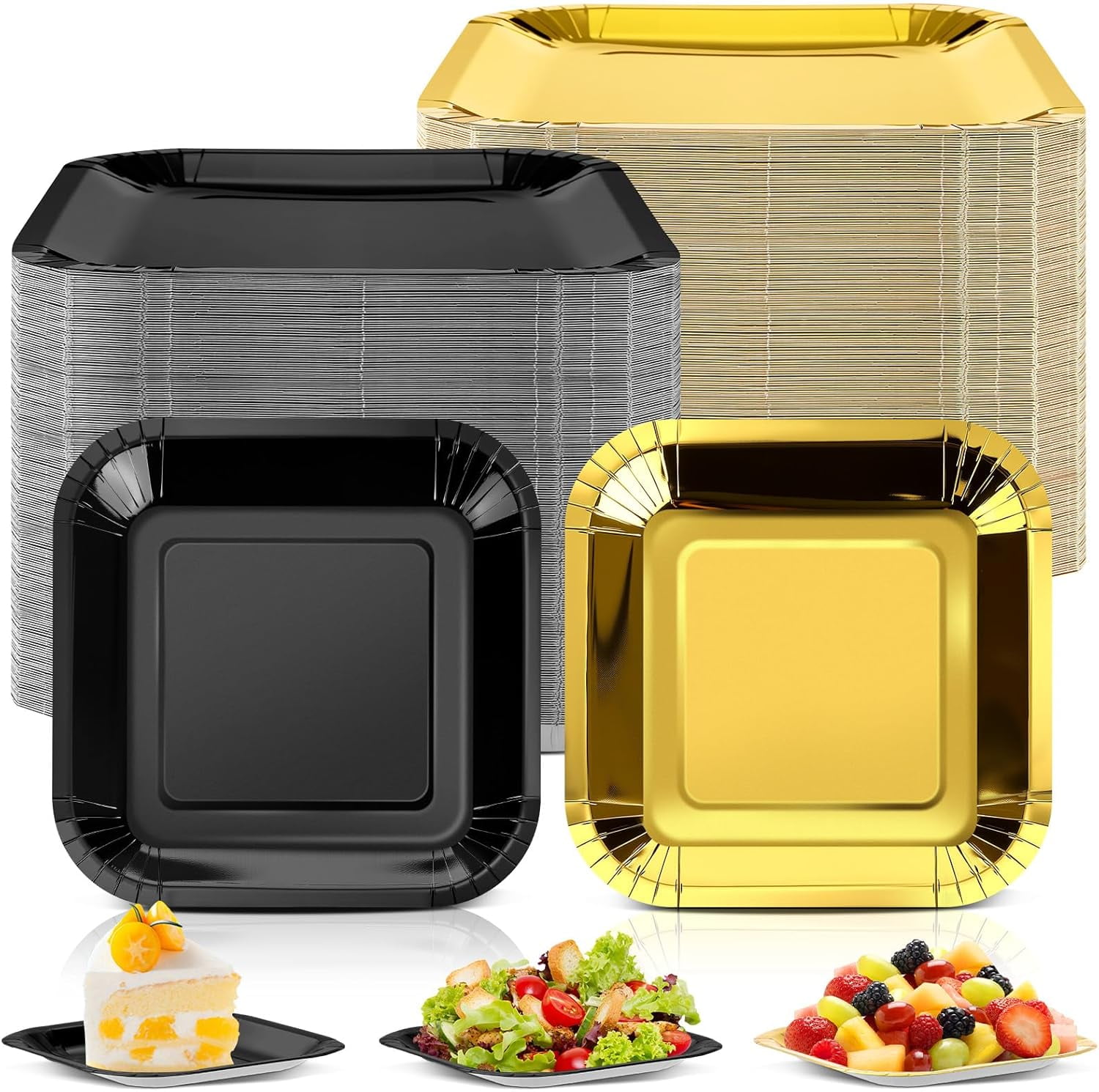 100 Pack 7 Inch Paper Square Plates Appetizer Disposable Cake Plates ...