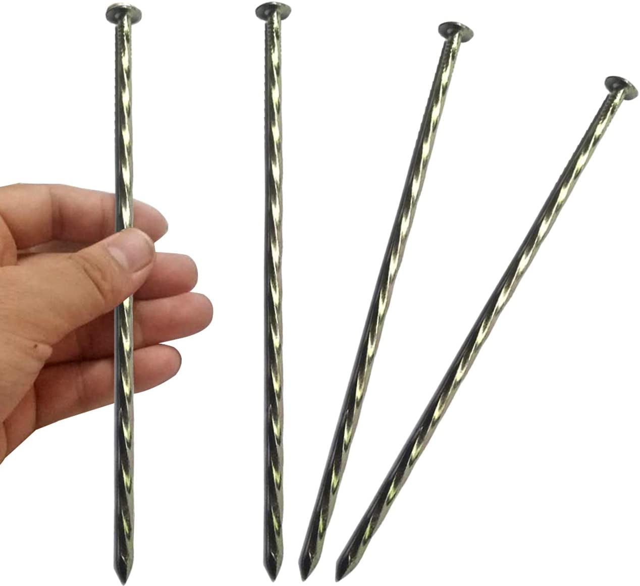 100 Pack - 8" Solid Galvanized Non-Rust Metal Garden Stakes, Spiral ...