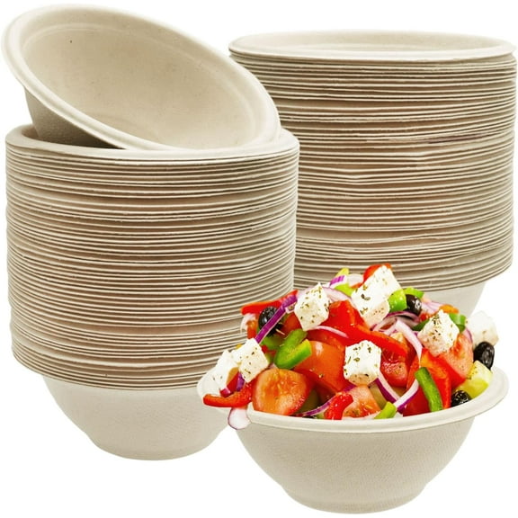 250 Pack 8 oz Natural Biodegradable Sugarcane Bowls, White Small ...