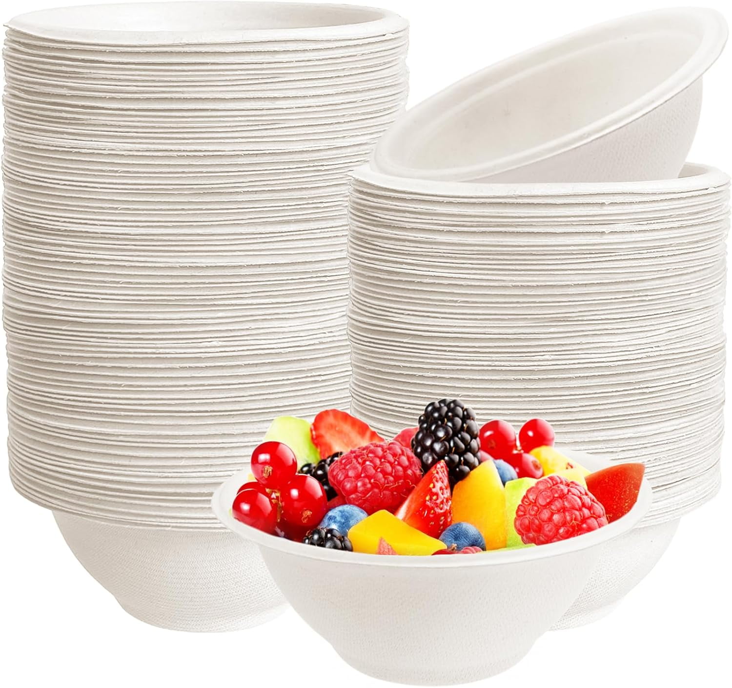 100 Pack 8 oz Disposable Paper Bowls,Compostable Bagasse Bowls,Small ...