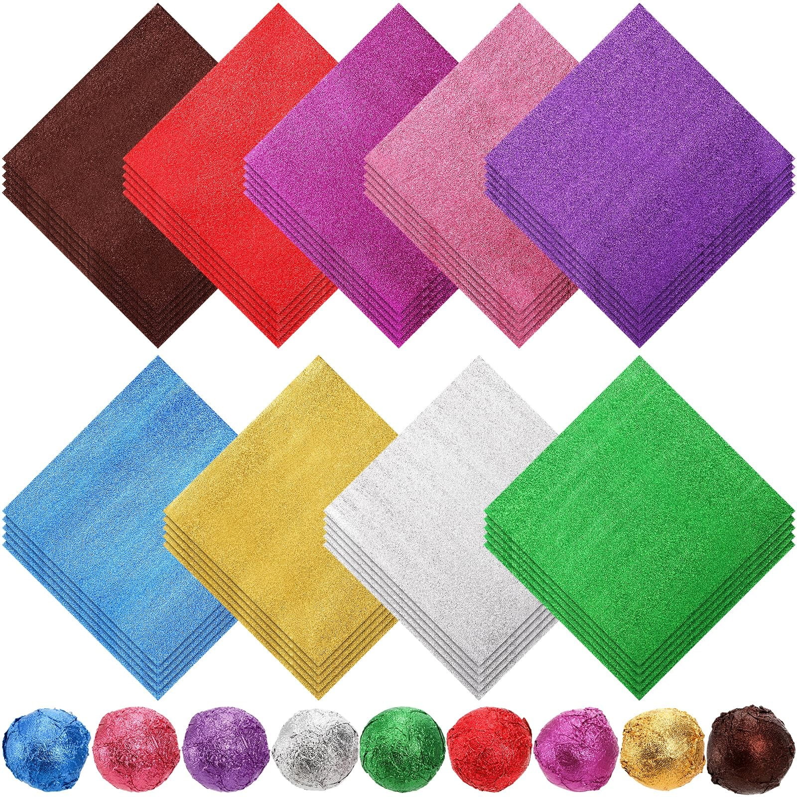 100-Pack 8cm Square Colored Aluminum Foil Sheets, DIY Candy Wrapping ...