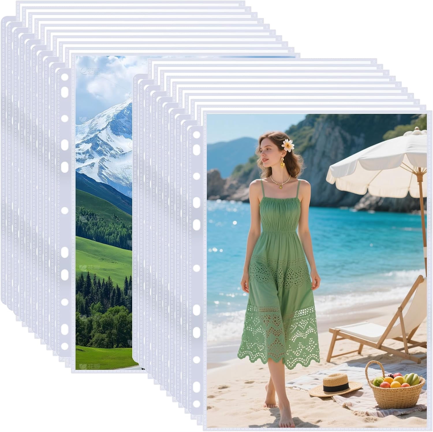 100 Pack 8x10 Photo Sleeves for 3 Ring Binder - Holds 200 Photos ...