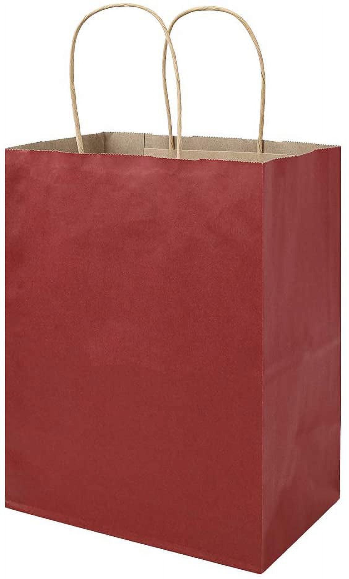 100 Pack 8x4.75x10 Inch Medium Red Gift Paper Bags with Handles Bulk ...