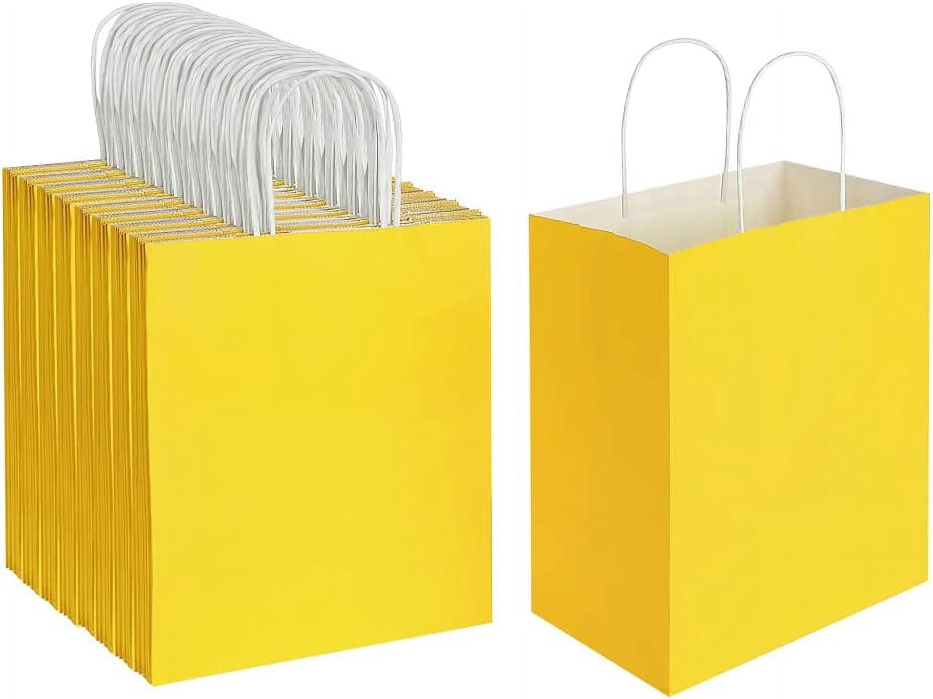 100 Pack 8x4.75x10 Inch Medium Yellow Kraft Paper Bags with Handles ...