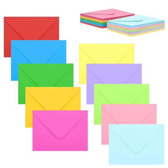 100 Pack A4 Color Envelopes 4.5x6.4 Inches, V Flap Envelopes for ...