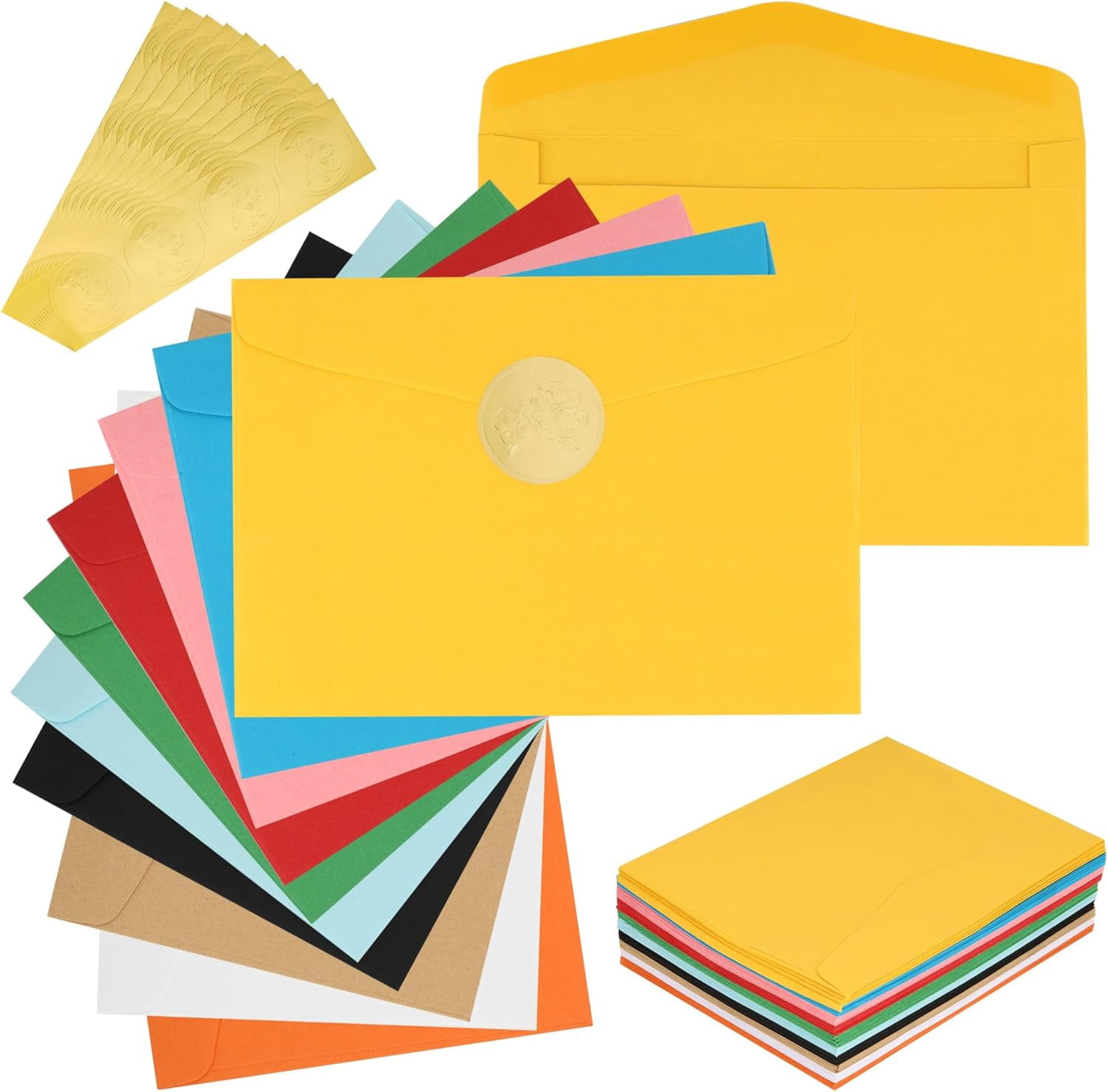 100 Pack A7 / 5x7 Printable Invitation Envelopes, Multicolor for ...