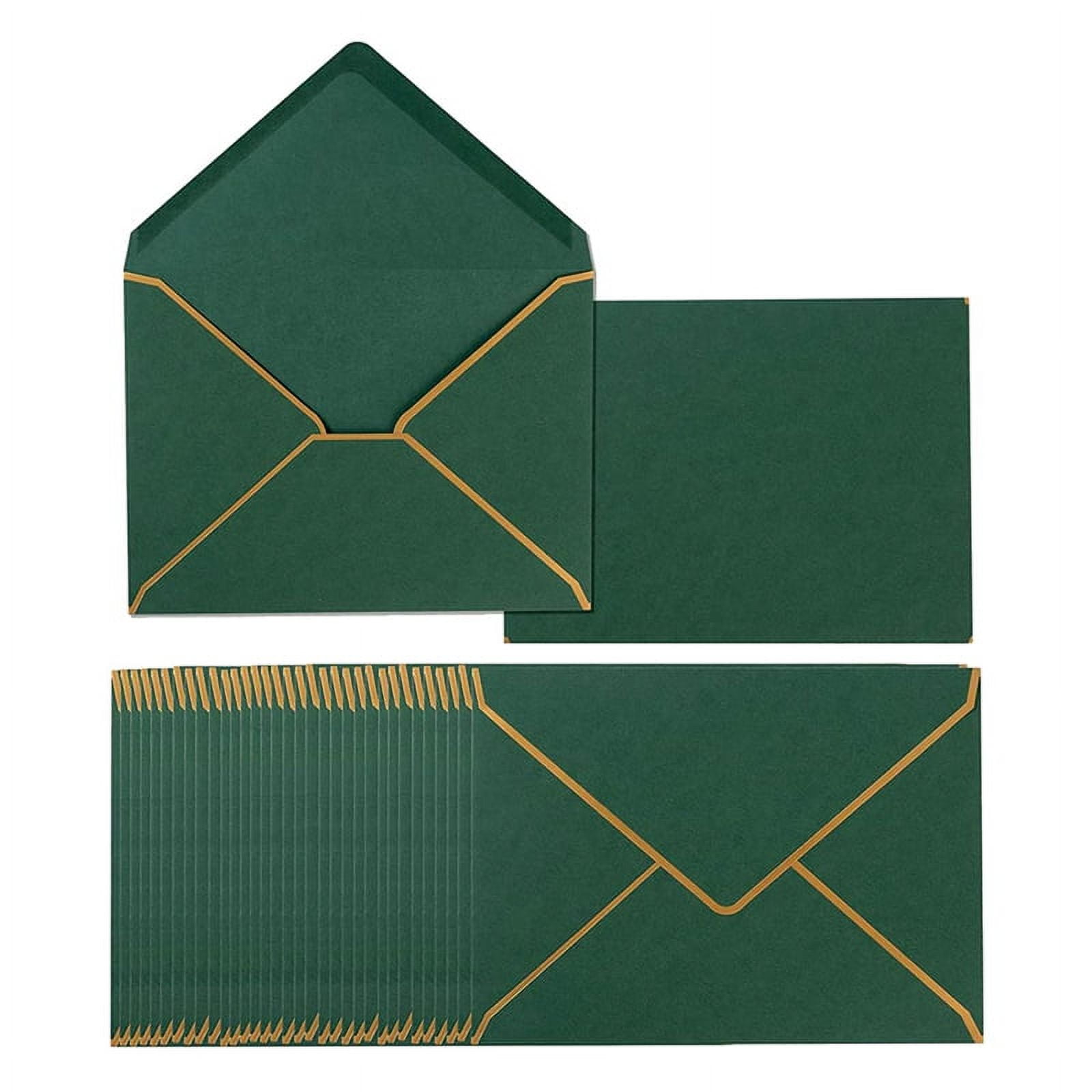 100 Pack A7 Envelopes 5 x 7 Card Envelopes V Flap Envelopes with Gold ...