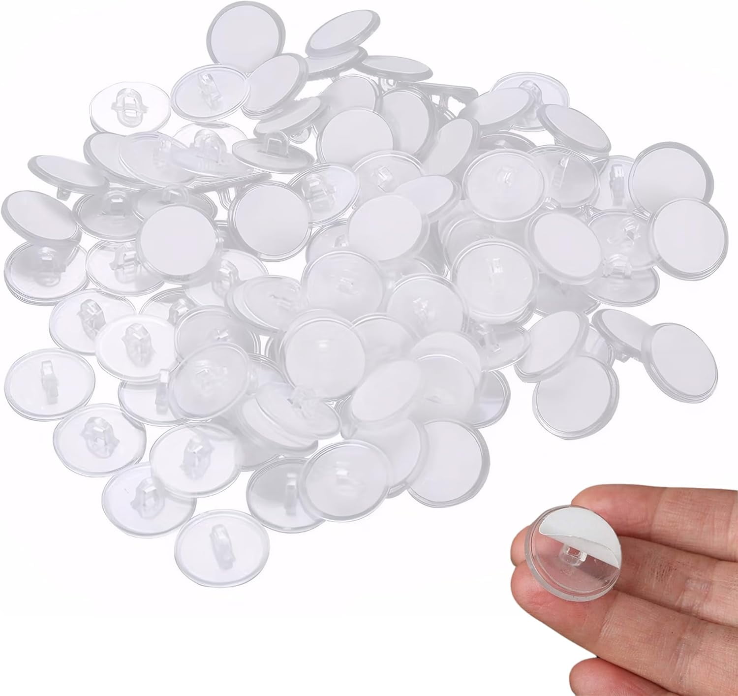 100 Pack Adhesive Ceiling Hooks for Hanging: Small Disc Clear Sticky ...