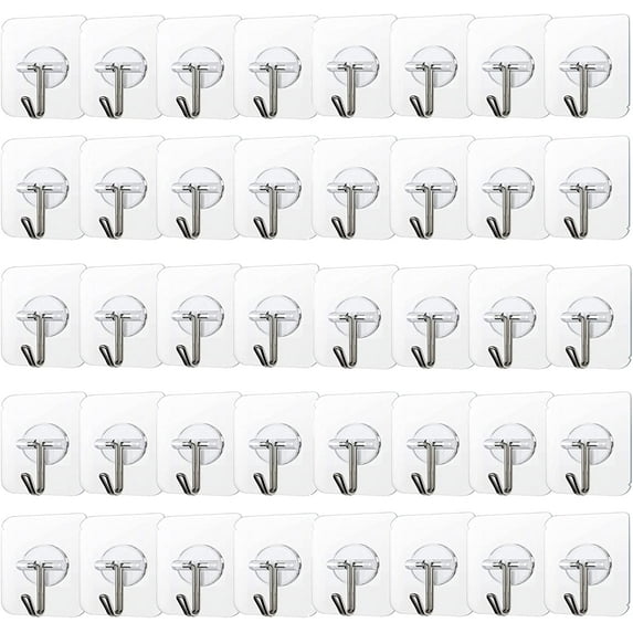 100 Pack Adhesive Hooks 24lb(Max) Heavy Duty Self Adhesive Hooks ...