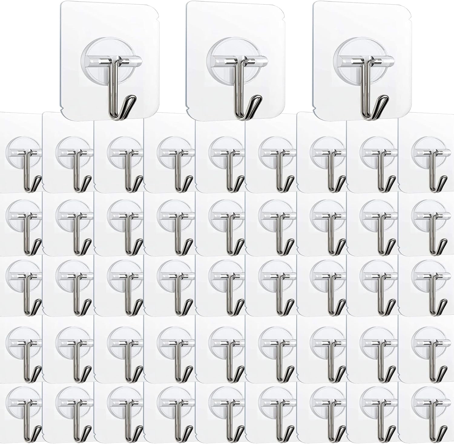 100 Pack Adhesive Hooks Wall Hooks 24lb(Max) Heavy Duty Self Adhesive ...