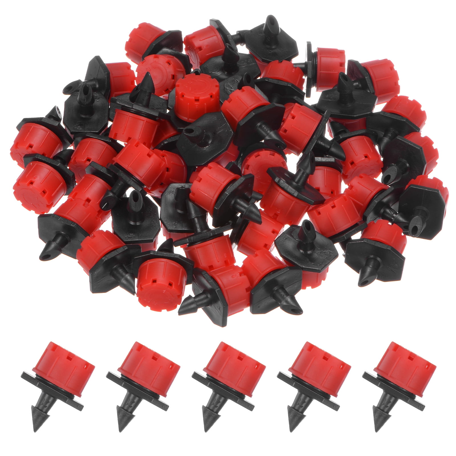 100-Pack Adjustable Irrigation Dripper, 1/4 Inch Barbed Emitter Drip ...