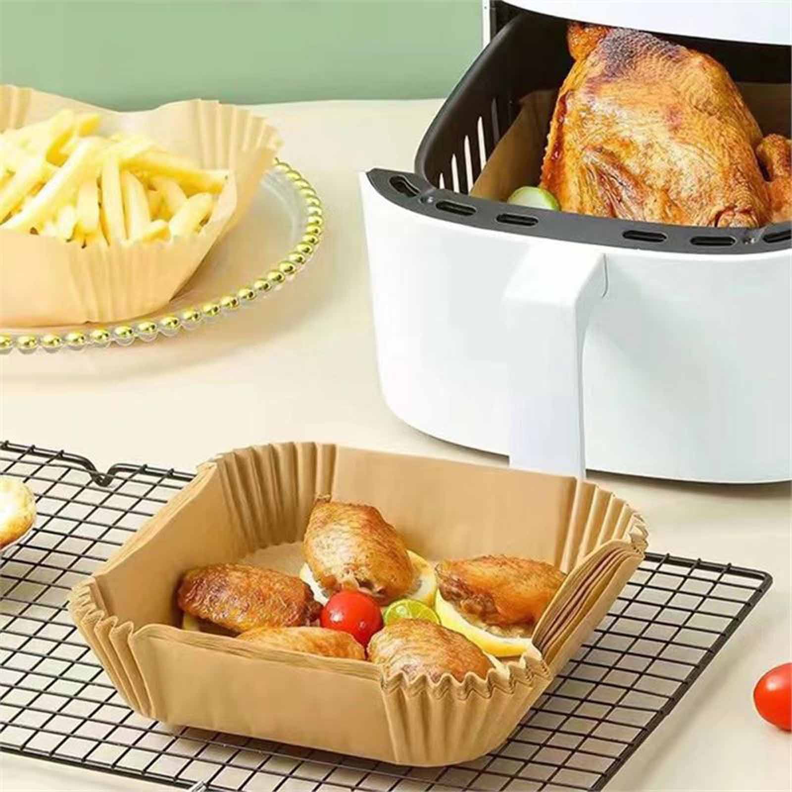 100-Pack Air Fryer Parchment Paper Liners, Pre-Cut Non-Stick Baking ...