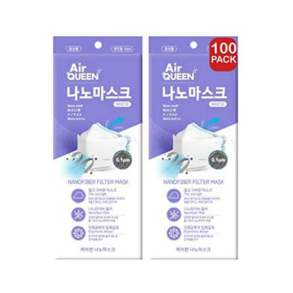 [100 Pack] Air Queen Nano Filter Mask 3-Layers Face Safety Individually ...