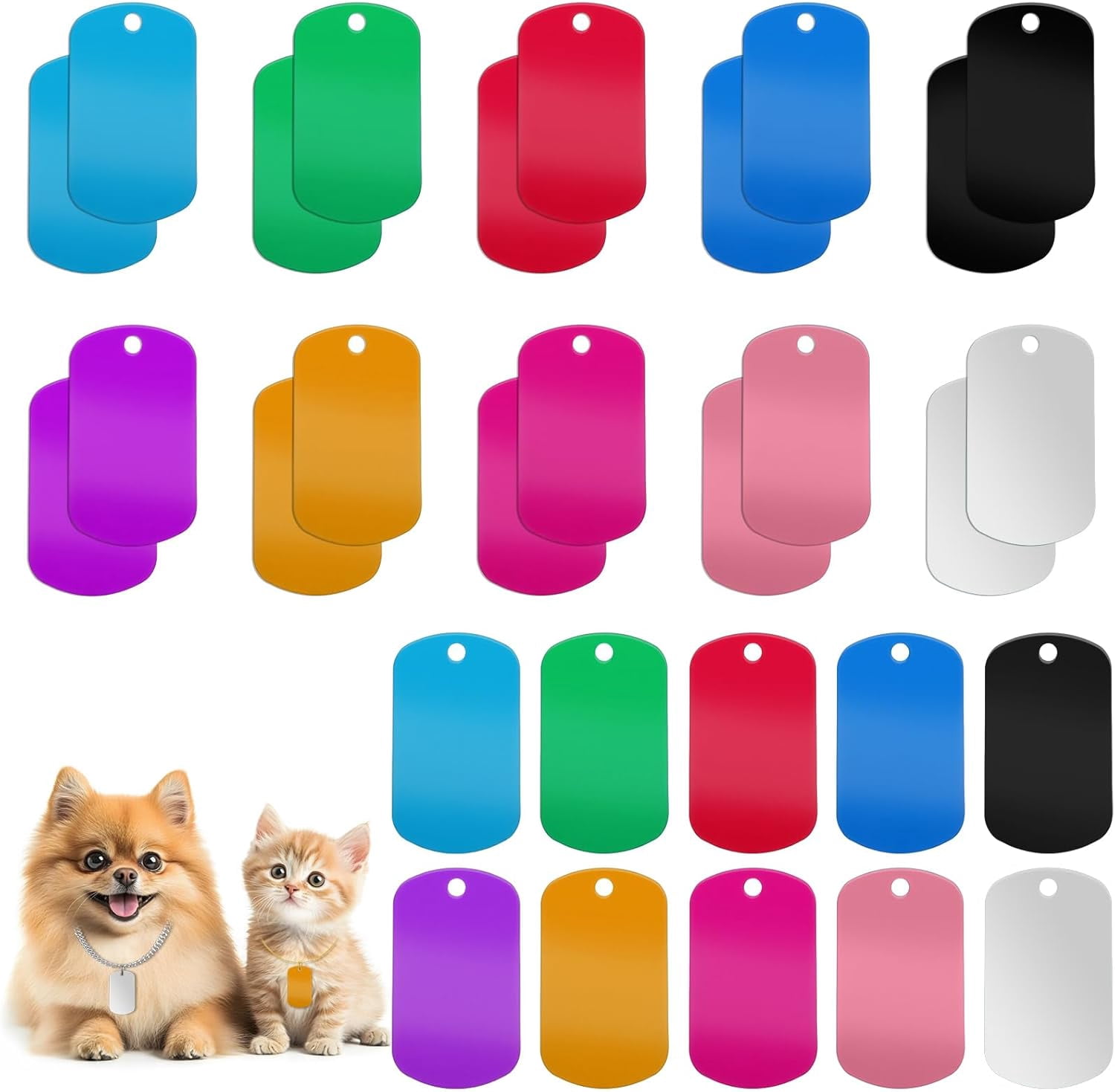 100 Pack Aluminum Dog Tags, Engraving Blank Discs Metal Tag for DIY ...