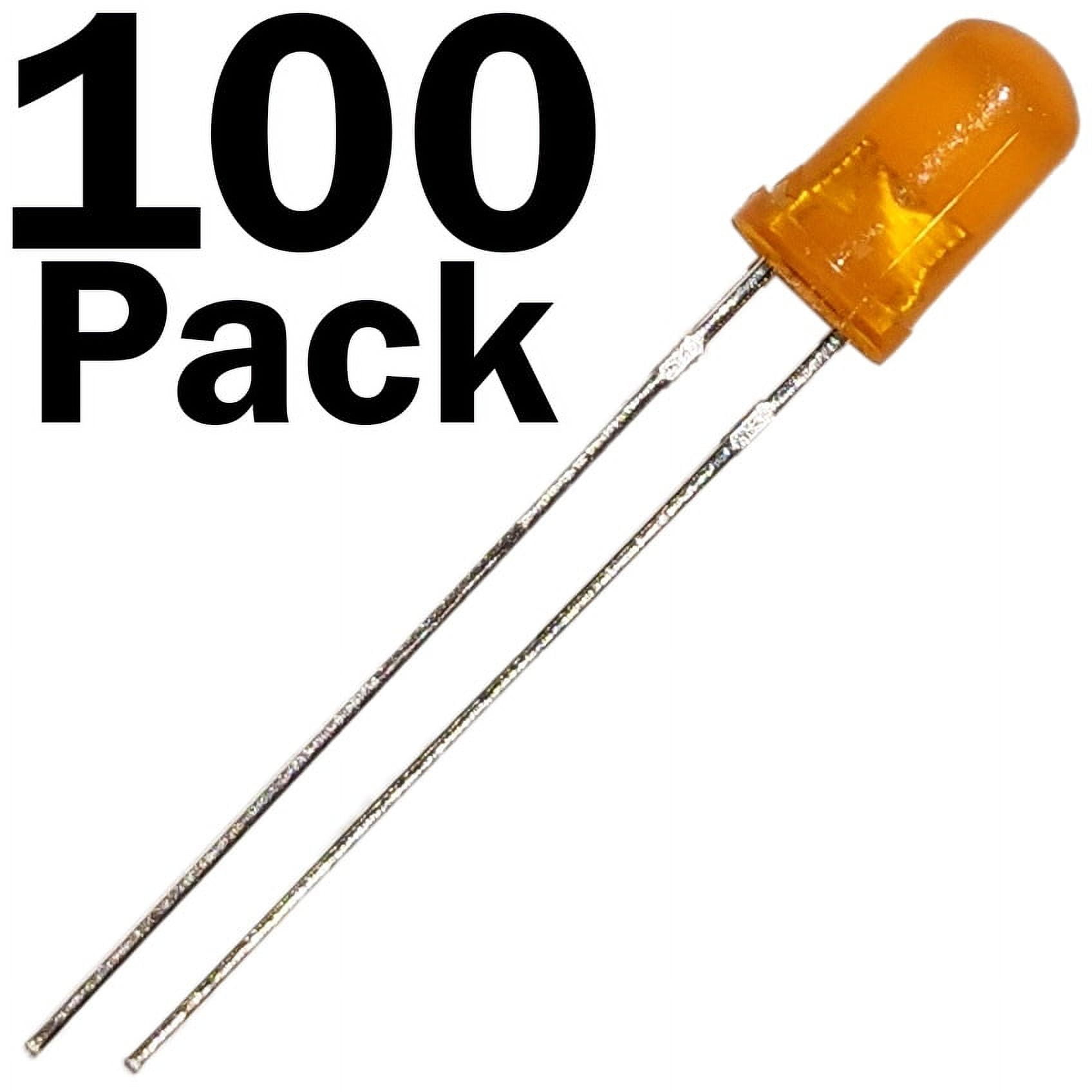100 Pack Amber Orange Diffused Lens LEDs, 5mm Diameter Round Bulb, 2 ...
