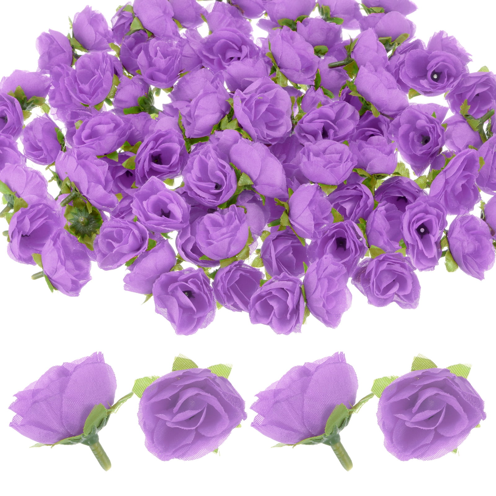 Uxcell 100 Pack Artificial Roses Heads 1.2" Small Silk Faux Rose Head ...