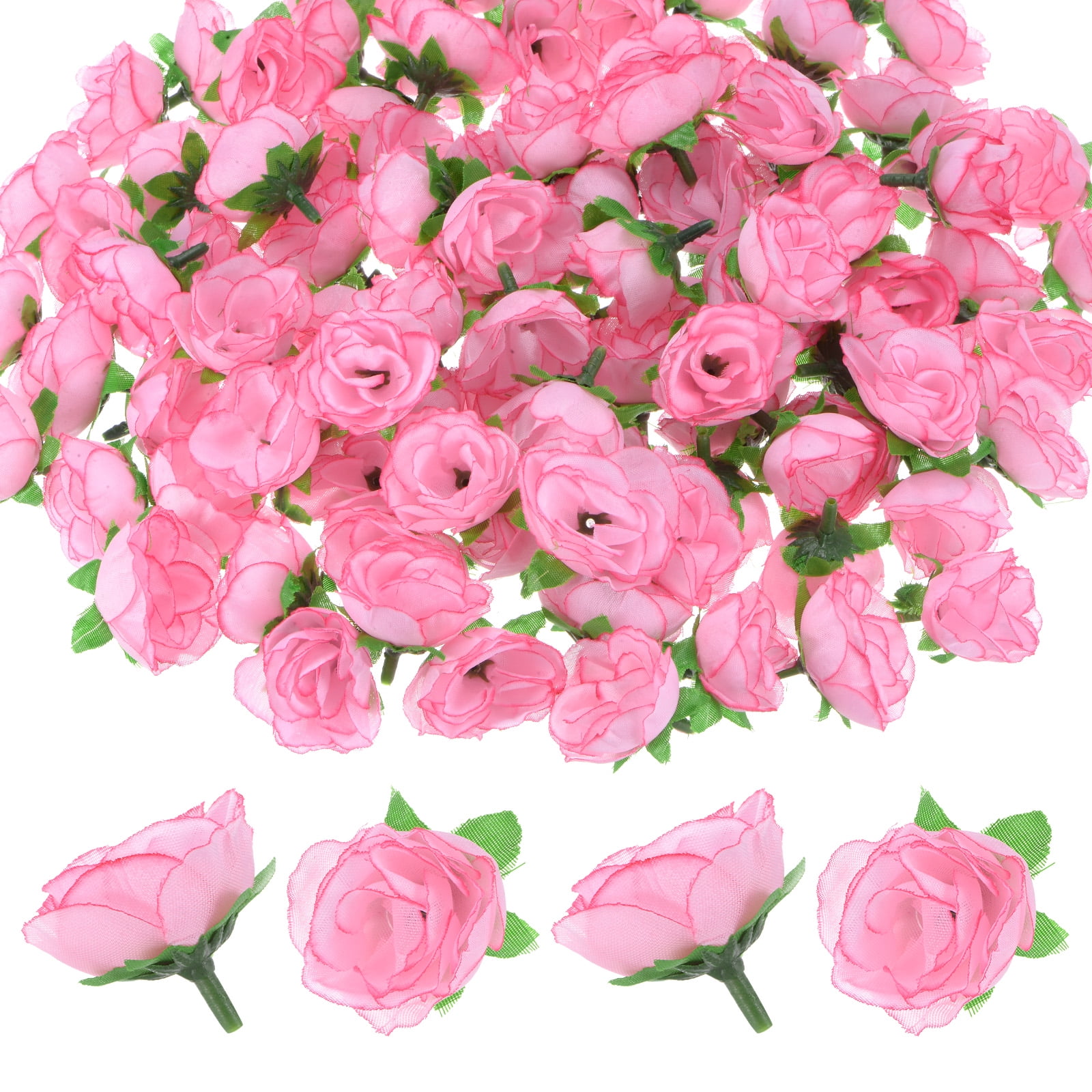 Uxcell 100 Pack Artificial Roses Heads 1.2" Small Silk Faux Rose Head ...