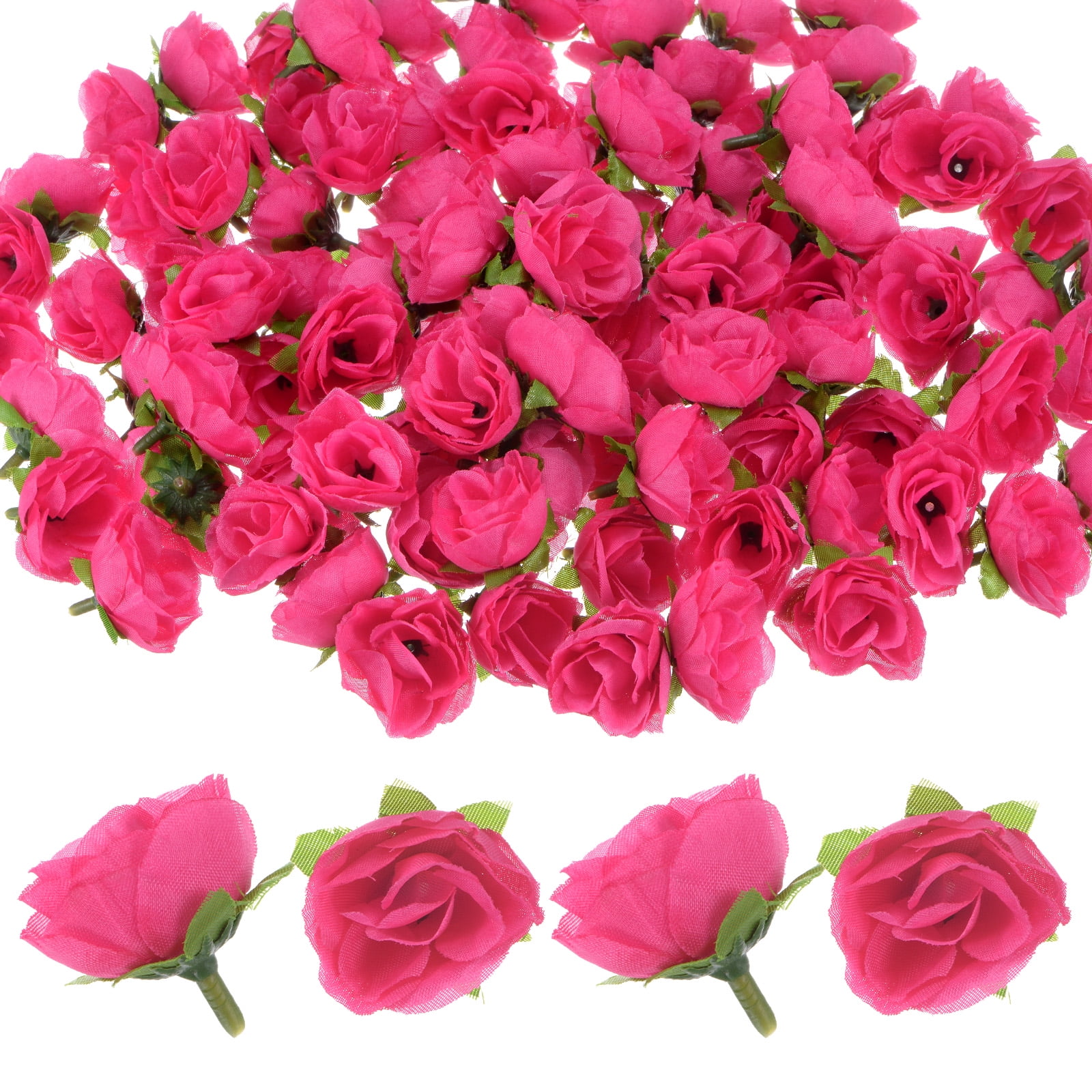 Uxcell 100 Pack Artificial Roses Heads 1.2" Small Silk Faux Rose Head ...