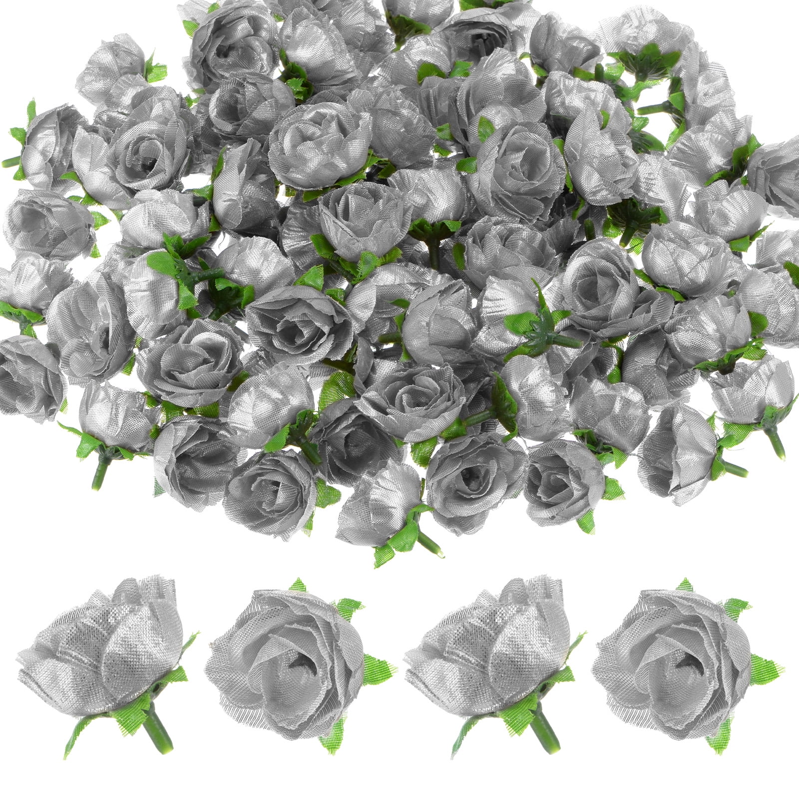 Uxcell 100 Pack Artificial Roses Heads 1.2" Small Silk Faux Rose Head ...