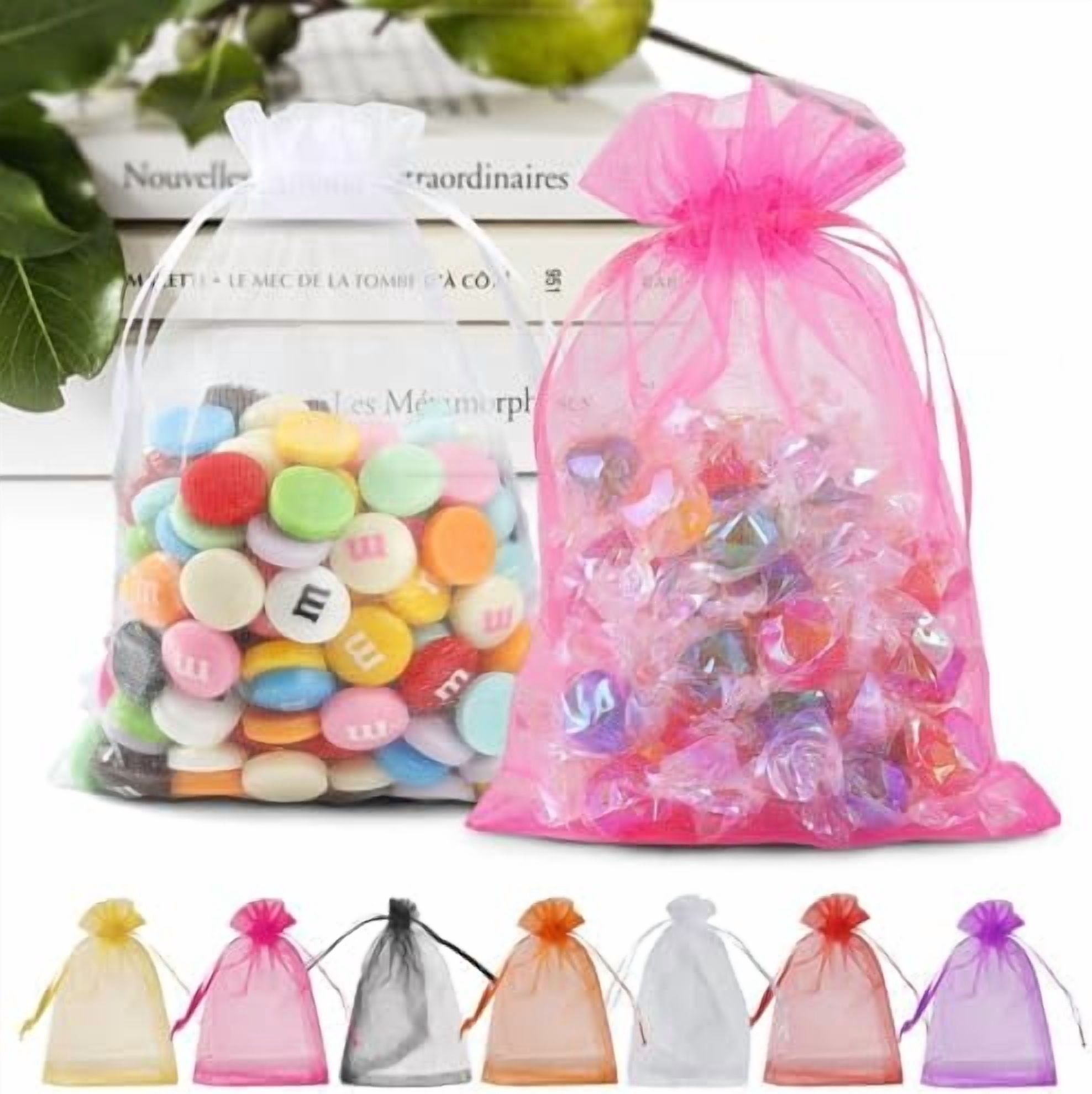 100 Pack Assorted Colors Organza Bags, 5x7 Inch Mesh Bags Drawstring ...