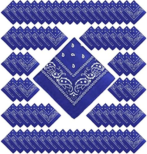 100 Pack Bandanas Unisex Paisley Bandanas Bulk Multi Purpose Cowboy ...