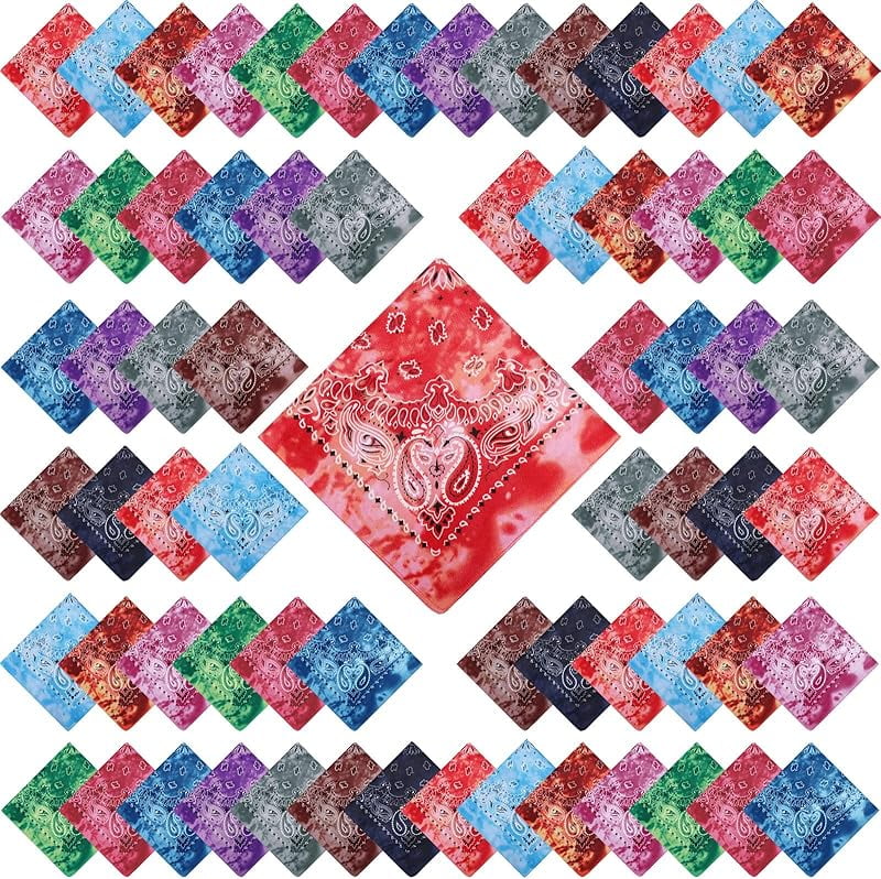 100 Pack Bandanas Unisex Paisley Bandanas Bulk Multi Purpose Cowboy ...