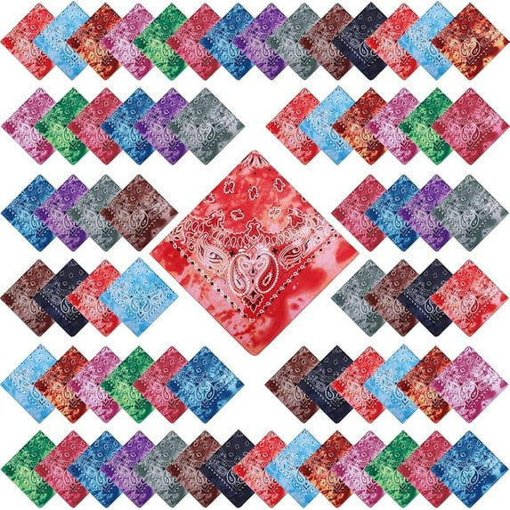 100 Pack Bandanas Unisex Paisley Bandanas Bulk Multi Purpose Cowboy ...