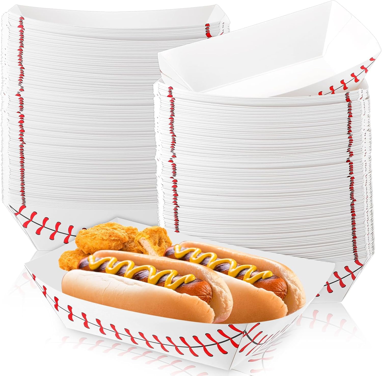 100 Pack Baseball Party Supplies Paper Food Trays Disposable Serving ...