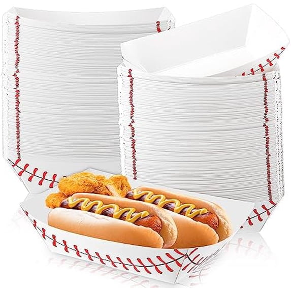 100 Pack Baseball Party Supplies Paper Food Trays Disposable Serving ...