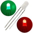 100 Pack Bi-Color Red / Green Diffused LED, 3-Pin, 5mm Wide x 9mm Tall ...