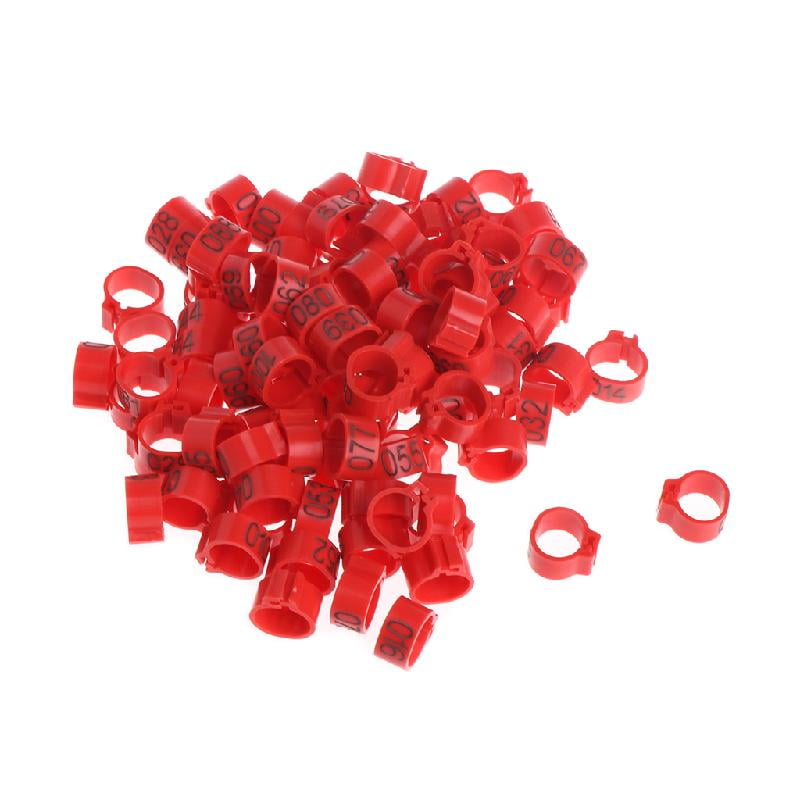 100-Pack Bird Ring Leg Bands Plastic Foot Clip Rings for Pigeon Poultry ...