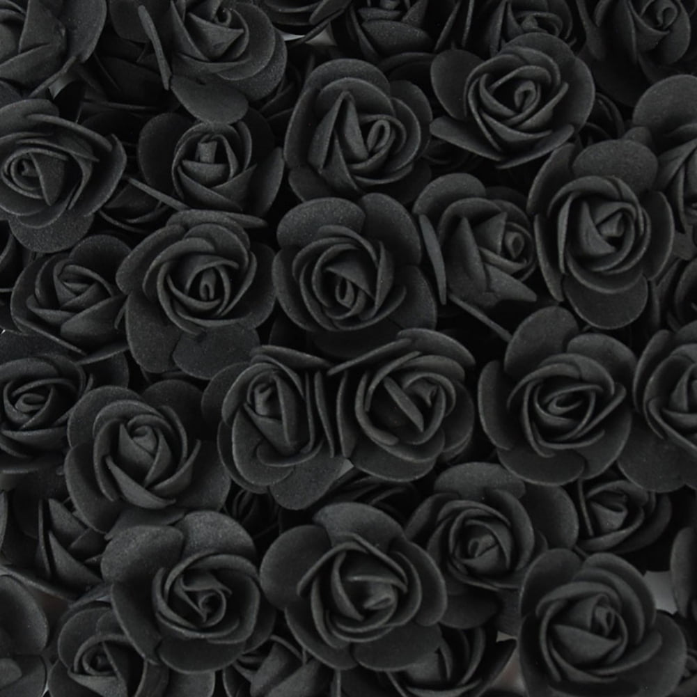 100 Pack Black Artificial Flowers, Bulk Stemless Fake Foam Roses for ...