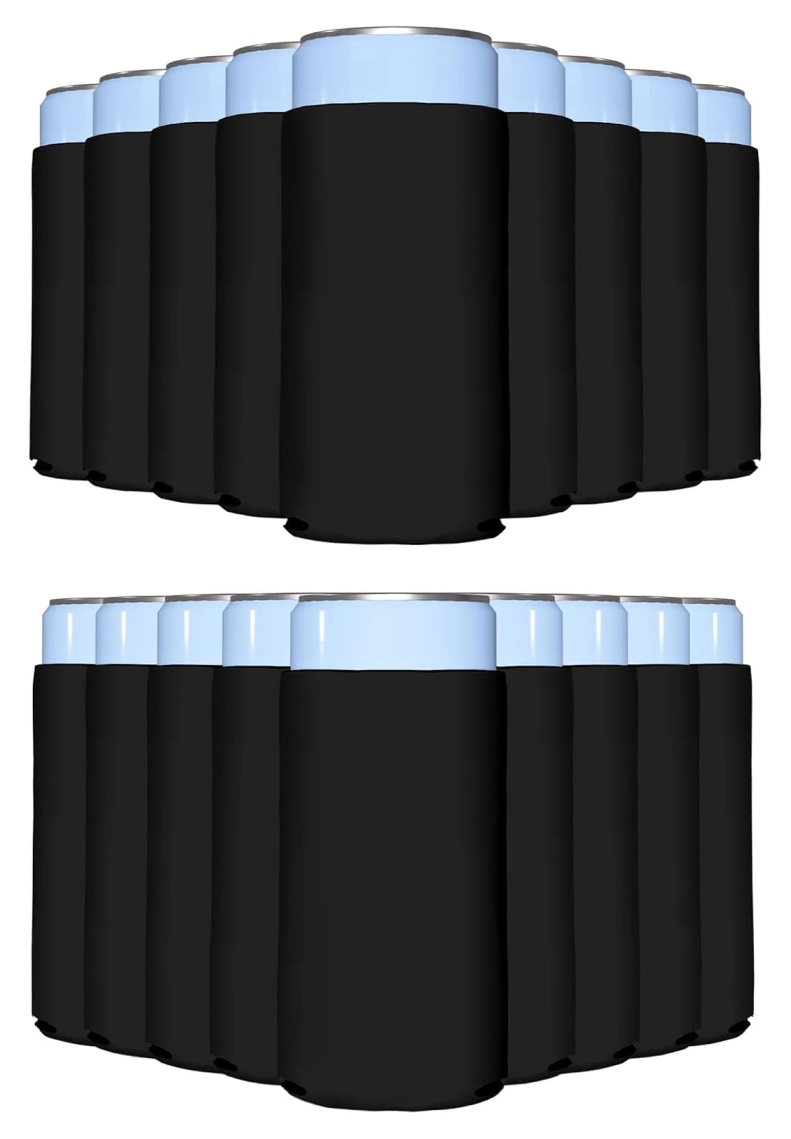 100 Pack Black Blank Slim Can Cooler Sleeves | Plain Seltzer ...