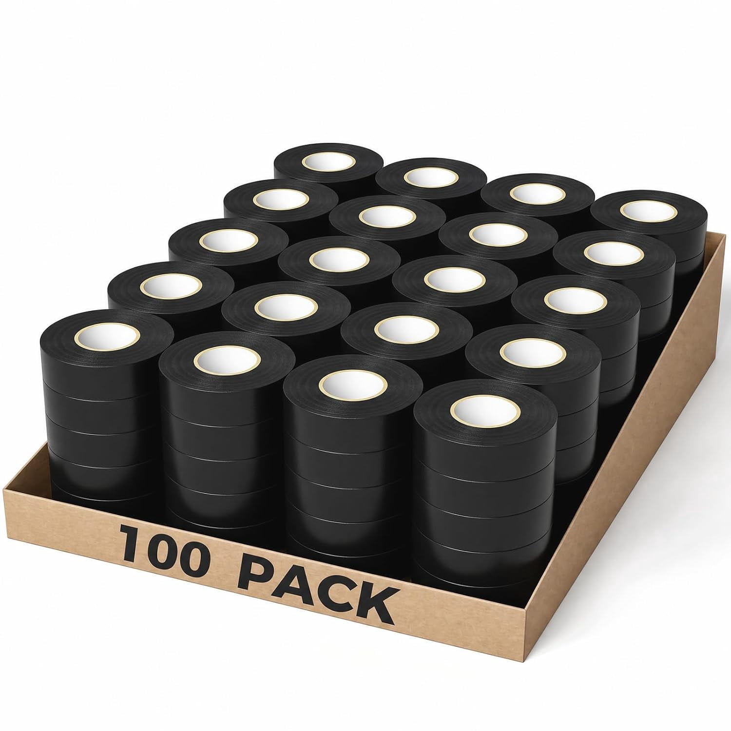 100 Pack Black Electrical Tape Waterproof, 0.75 in x 66 FT High Temp ...