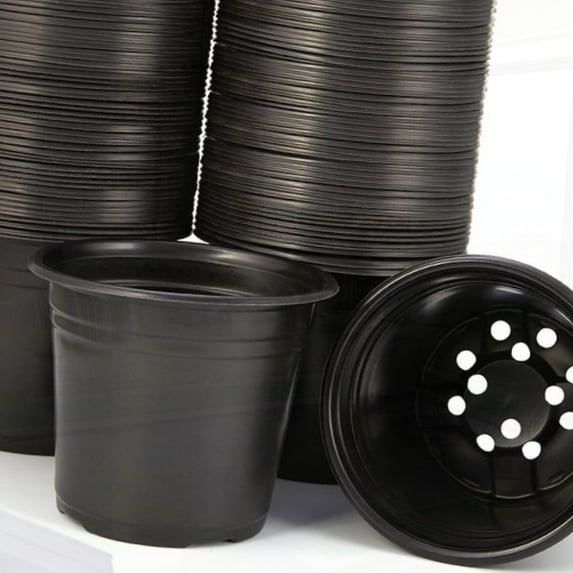 100-Pack Black Plastic Nursery Pots - 0.5 Gallon Heavy-Duty Seed ...
