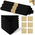 100 Pack Black Satin Napkins and Napkin Rings Set, 12 x 12 Inch Silky ...