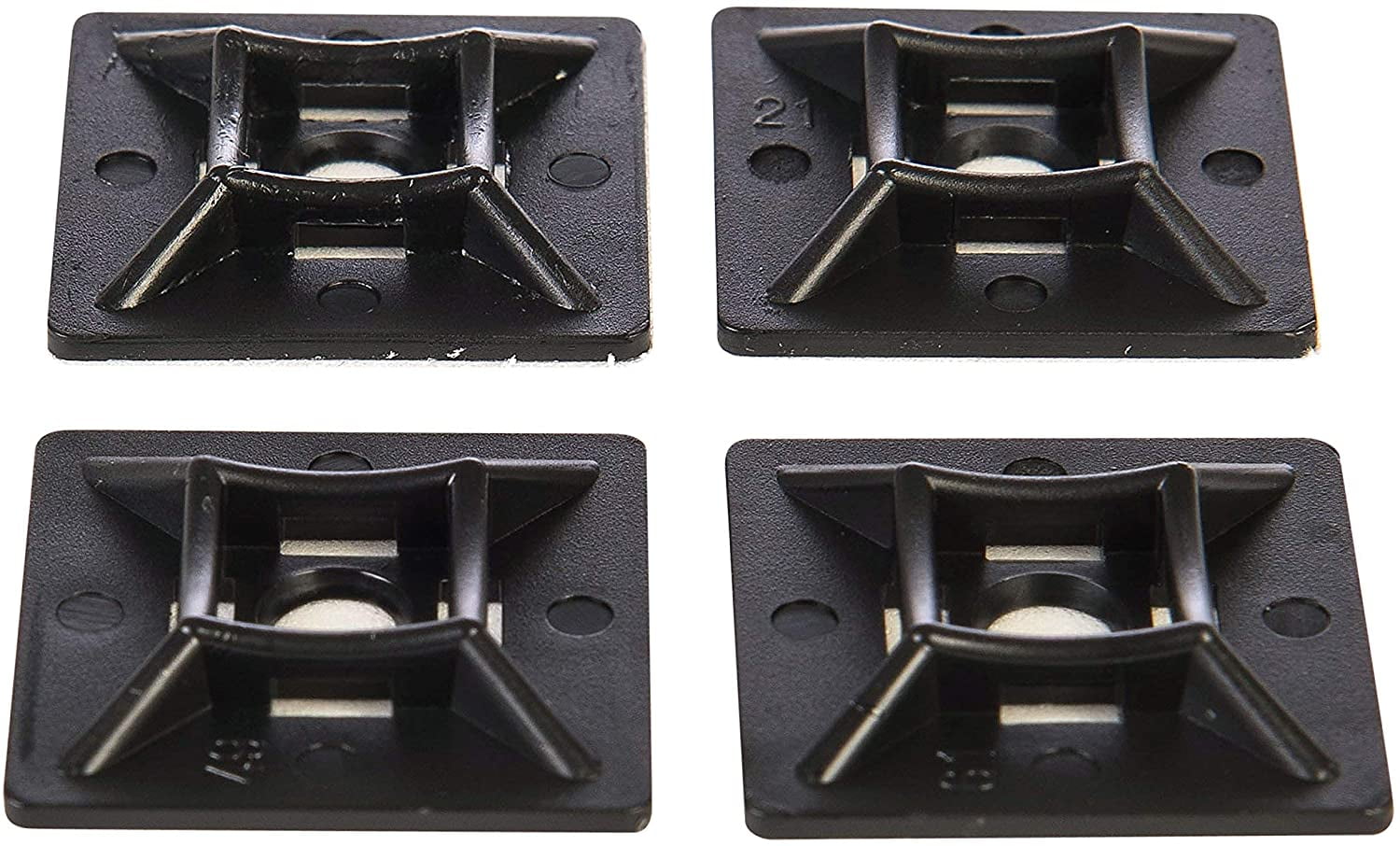 100 Pack Black Zip Tie Mounts, 1" Adhesive Mounting Squares, Cable Tie ...
