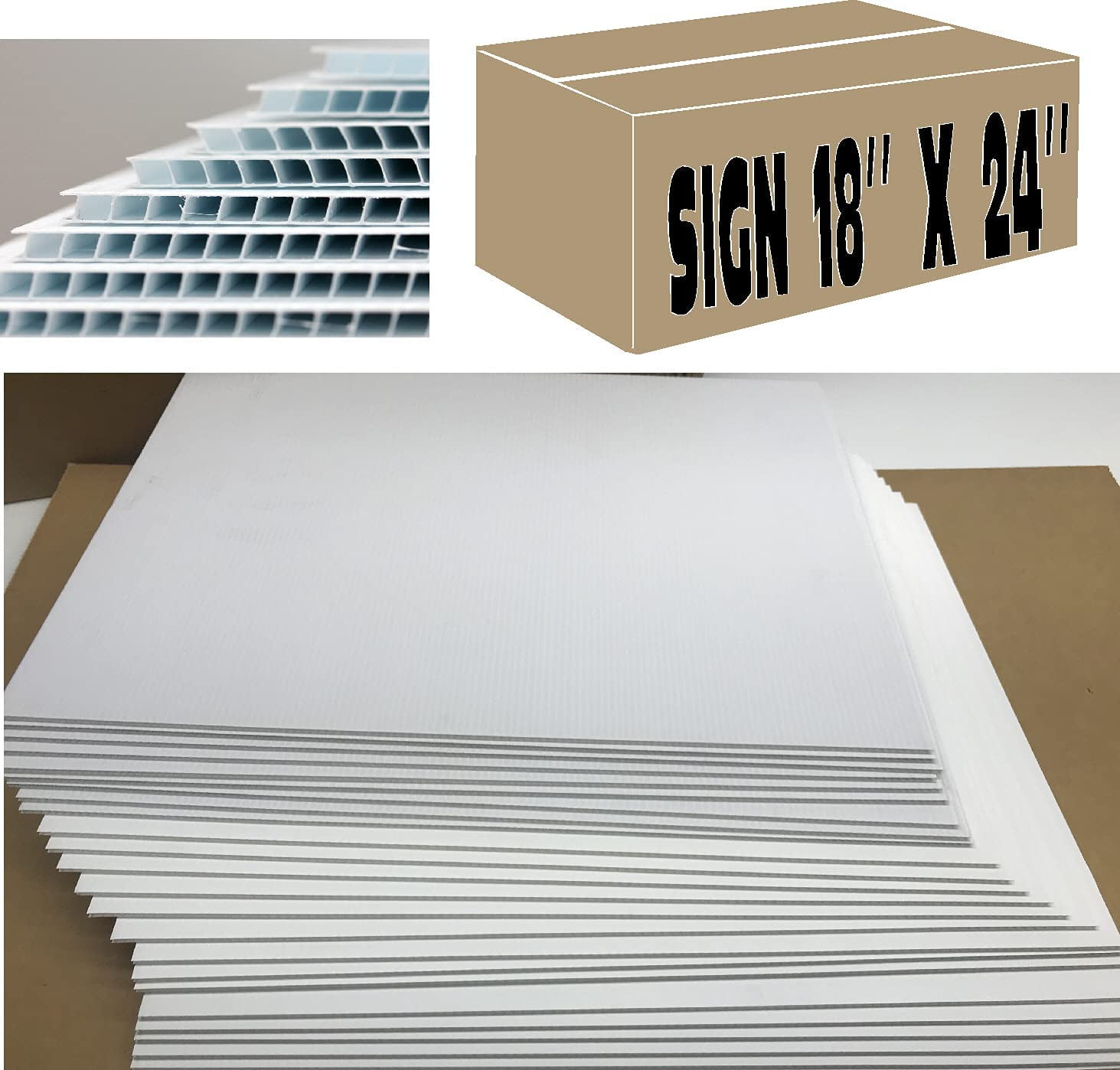 100 Pack, Blank Signs White 18 x 24 inch x 4mm Corrugated Plastic Sign ...