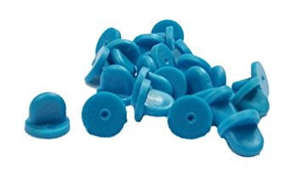 100 Pack Blue Rubber PVC Pin Backs Uniform Badge Longer Design Quality ...