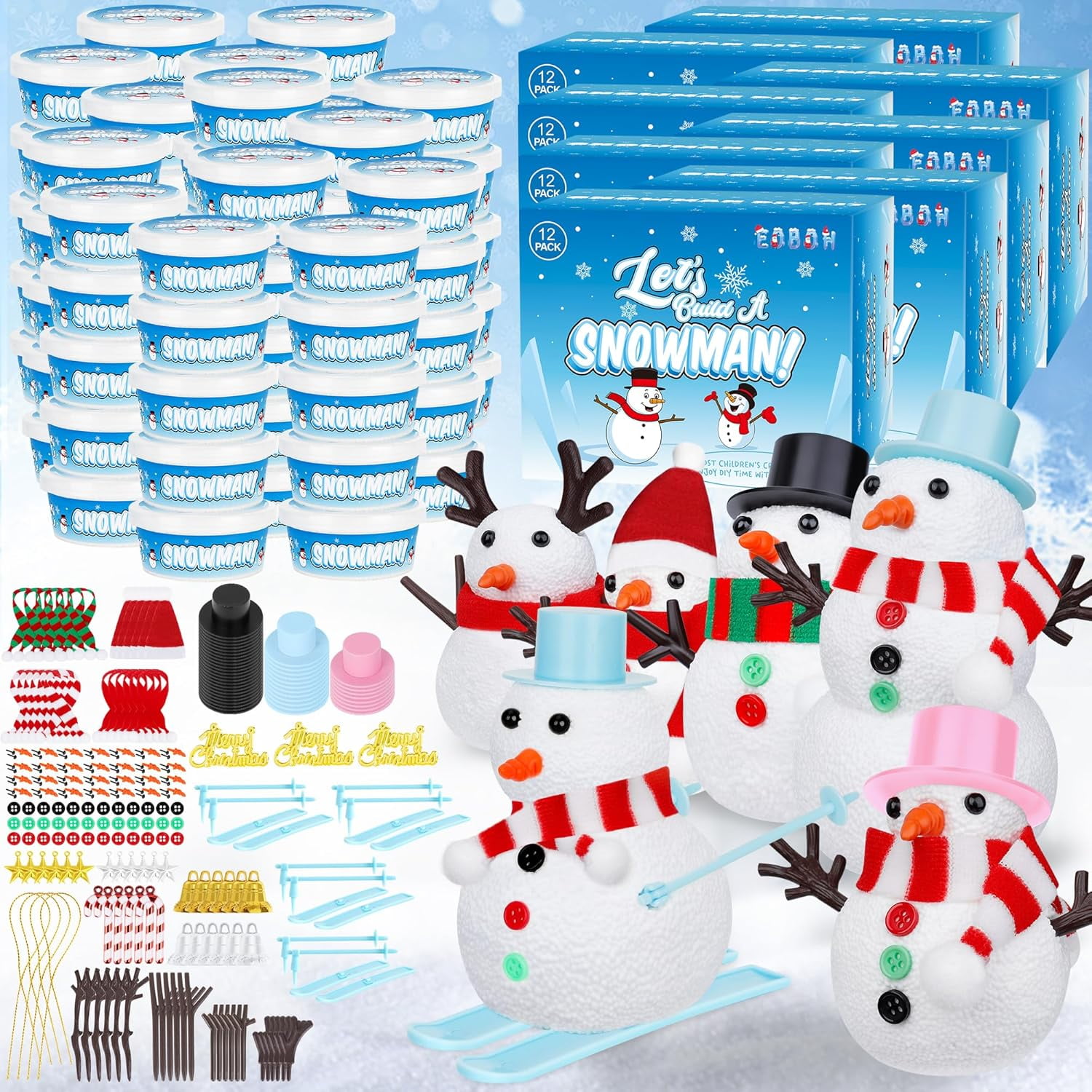 100 Pack Build a Snowman Kit, Christmas DIY Snowman Crafts for Kids ...